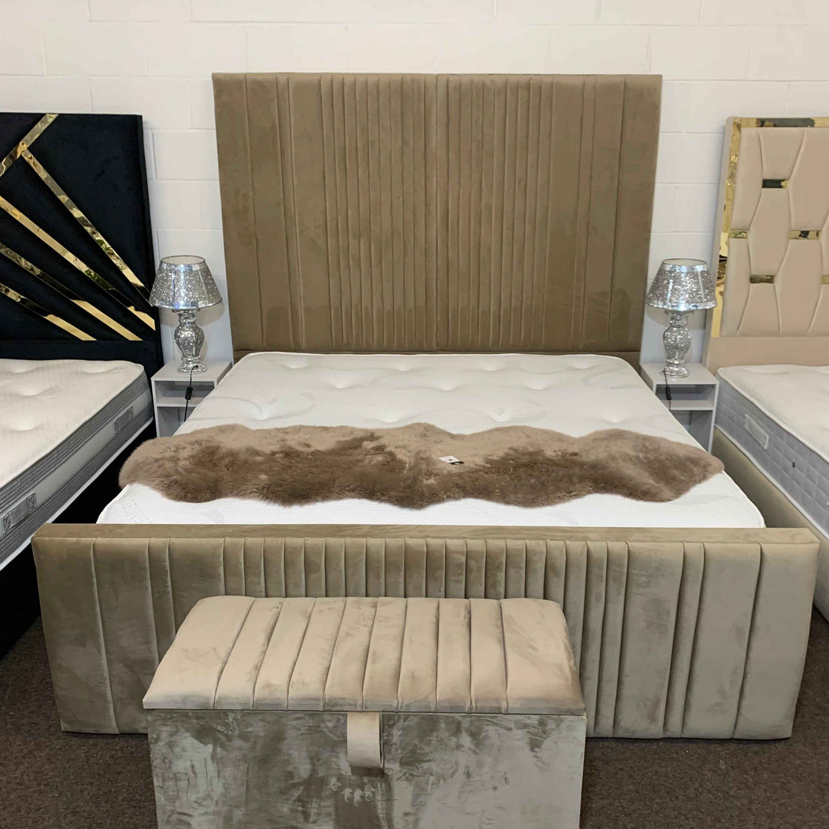Cascade Frame Bed | Designer Beds | Crushed / Plush Velvet – Beds Craft